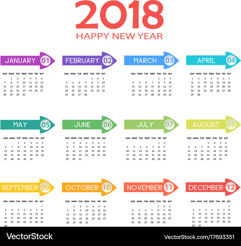 Annual calendar 2018 Royalty Free Vector Image