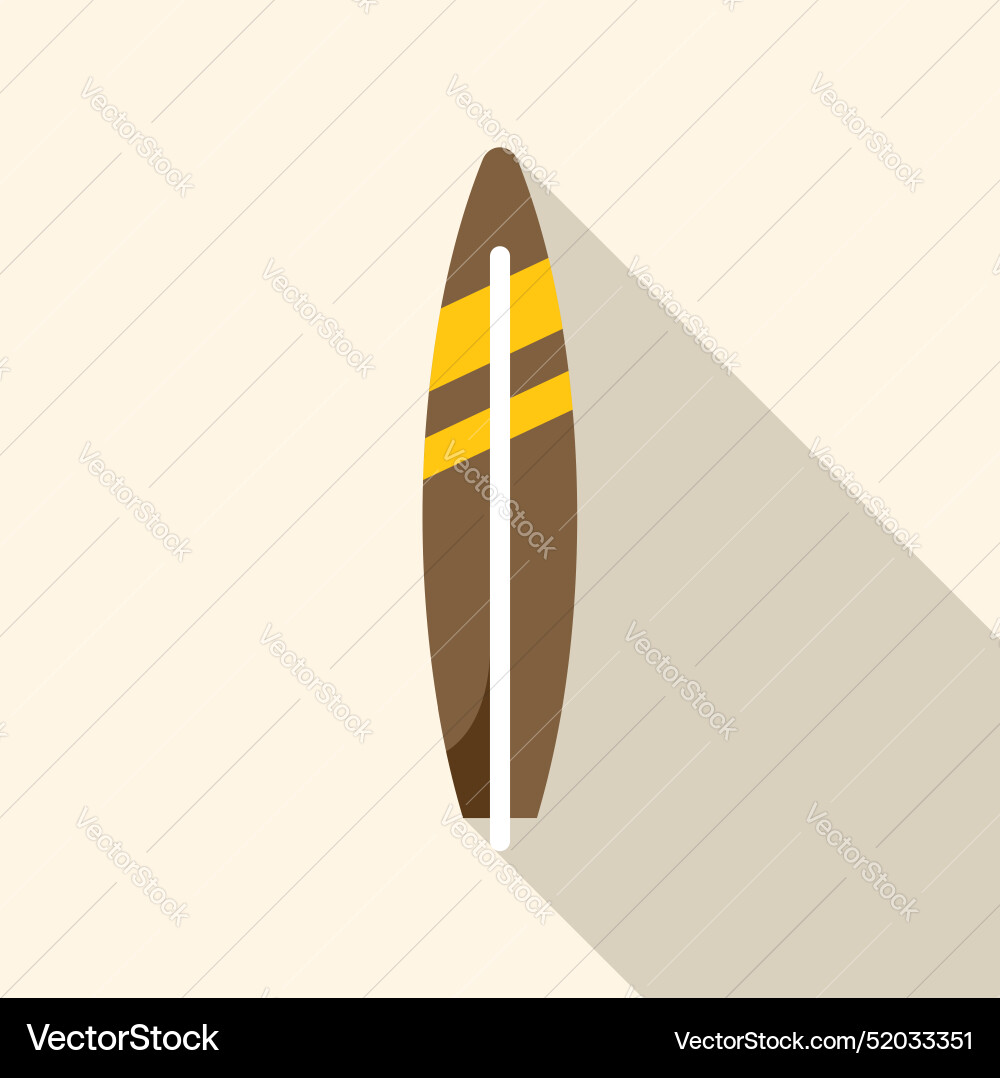 Brown and yellow surfboard casting long shadow Vector Image