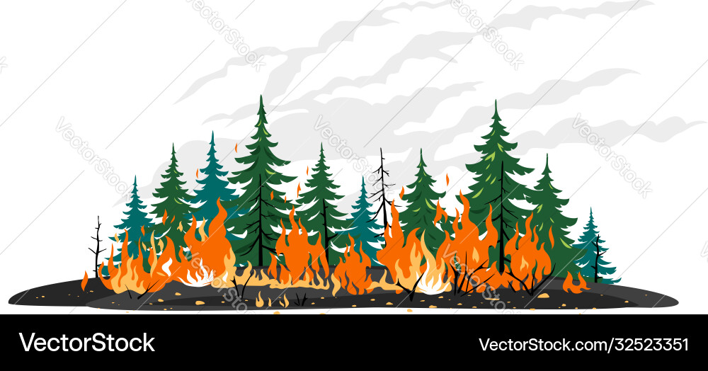 Burning forest isolated concept Royalty Free Vector Image