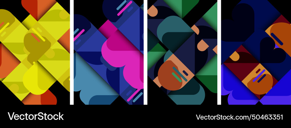 Geometric colorful poster backgrounds with squares