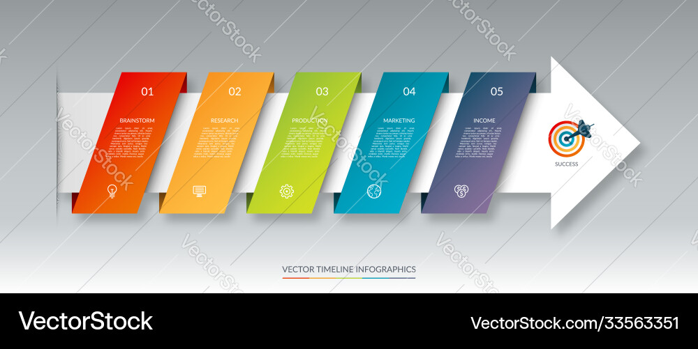 Infographic arrow timeline template with 5 steps Vector Image