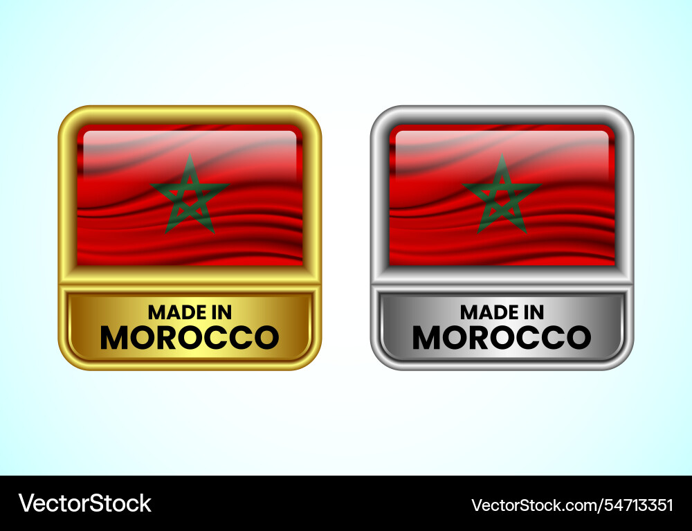 Made in morocco label icon gold and silver Vector Image