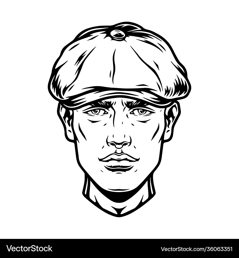 Male head wearing irish cap Royalty Free Vector Image
