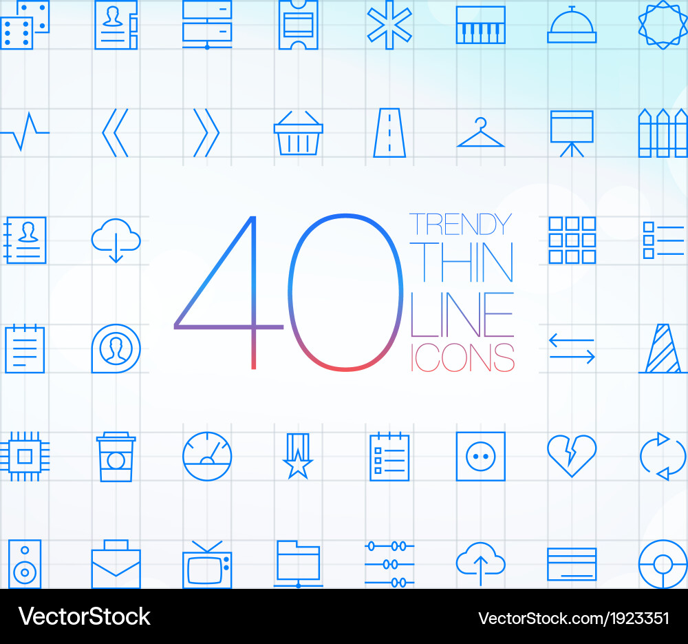 Modern Thin Icons - Set of 40 Royalty Free Vector Image