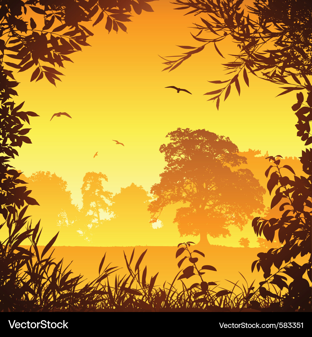 Serene Meadow Landscape Royalty Free Vector Image