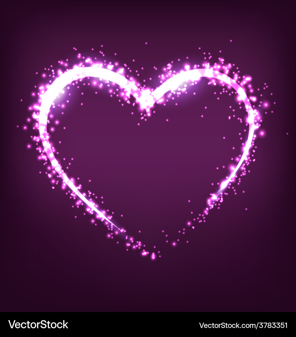 Sparkling heart on violet Royalty Free Vector Image