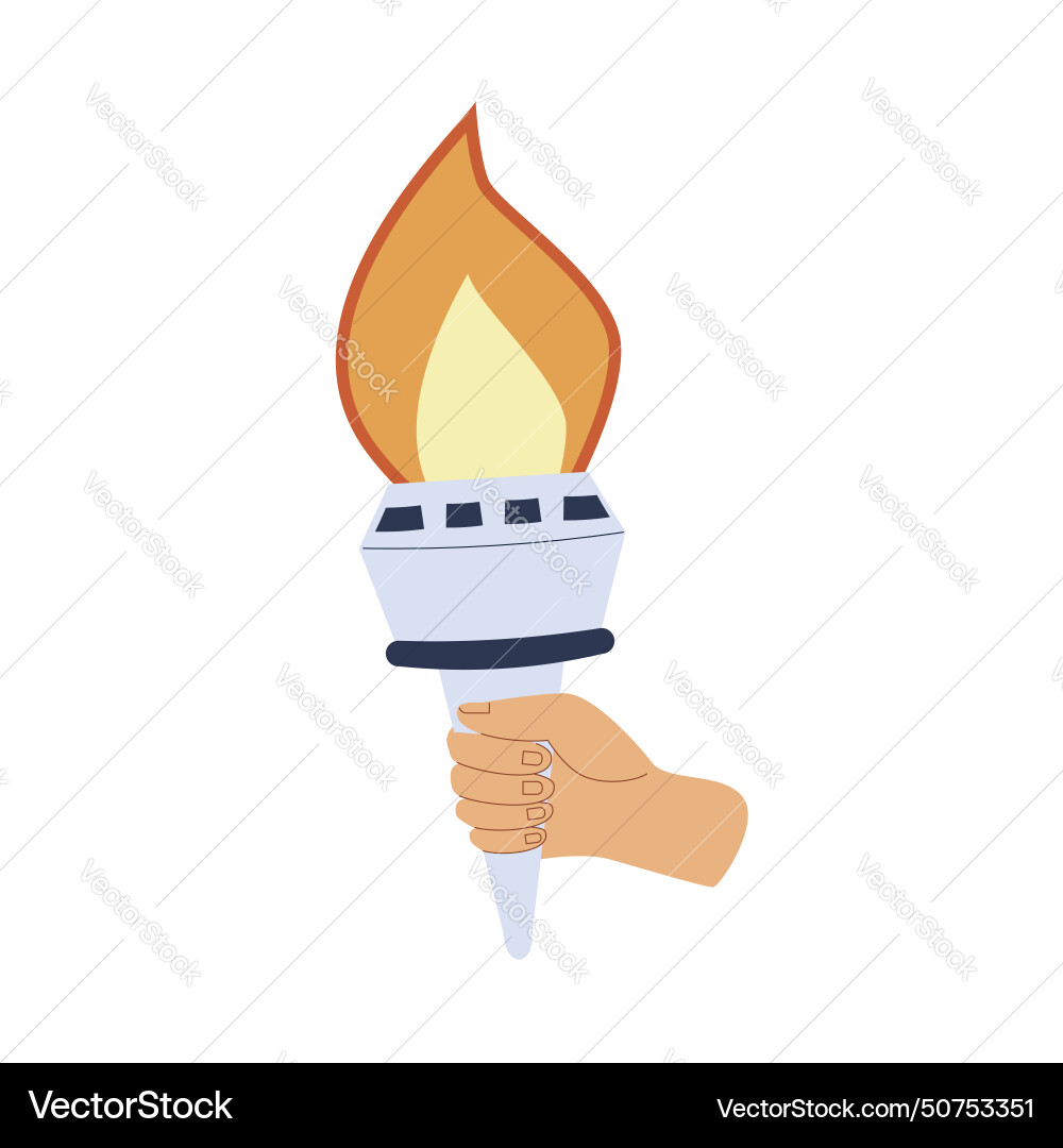 Torches with burning flame in hand symbol Vector Image