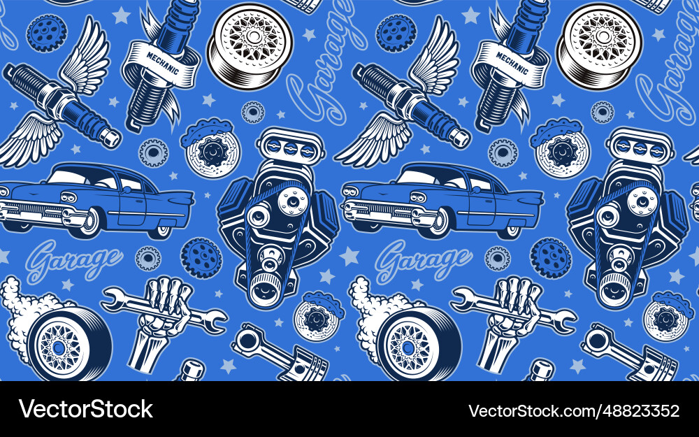 Auto parts seamless background Royalty Free Vector Image