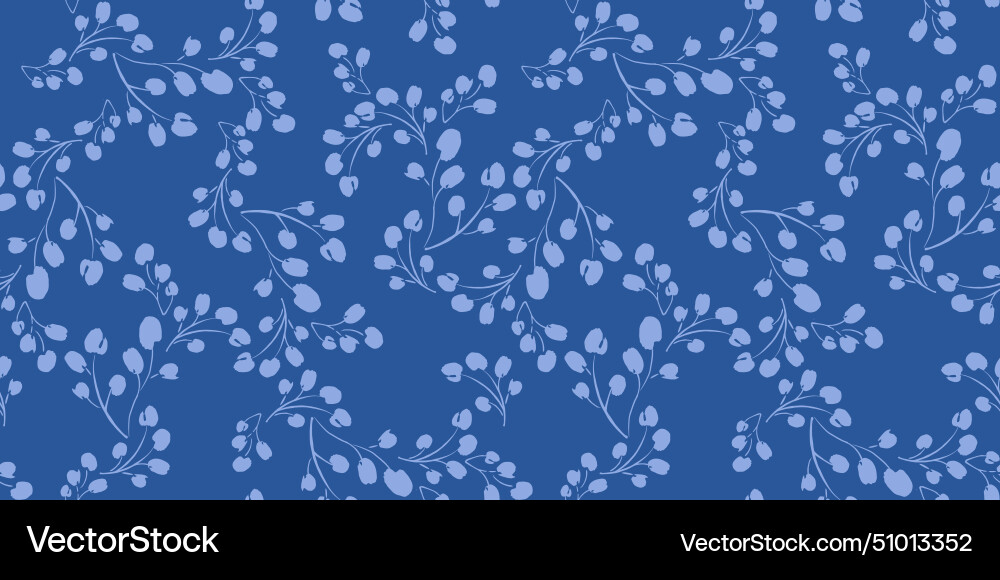 Blue floral seamless pattern design Royalty Free Vector