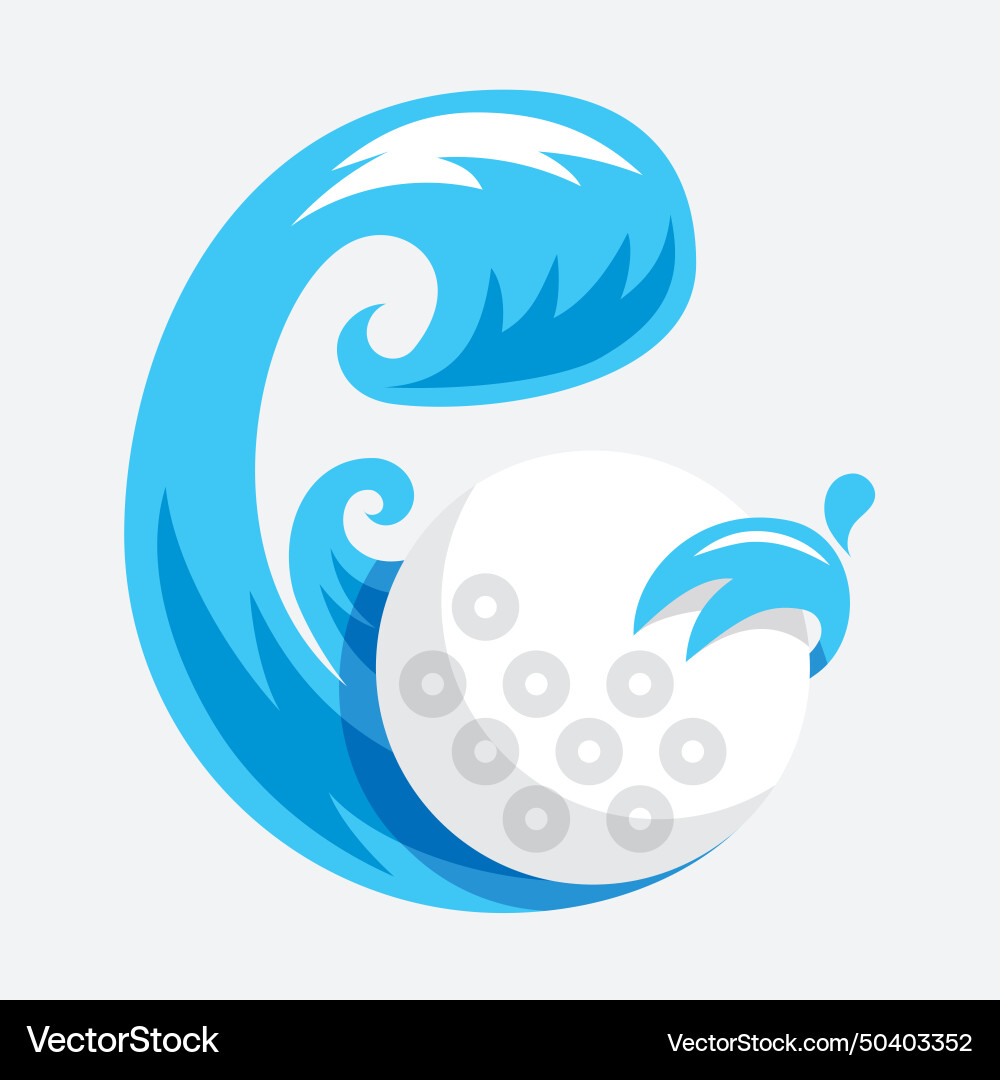 Golf water wave ball icon Royalty Free Vector Image