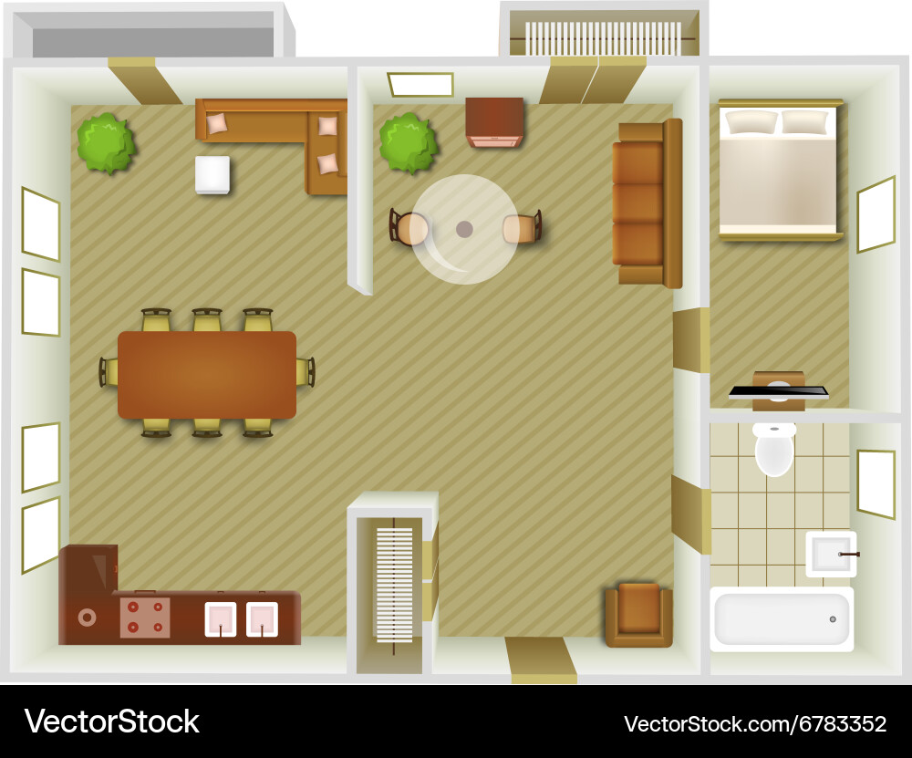 Interior top view Royalty Free Vector Image - VectorStock