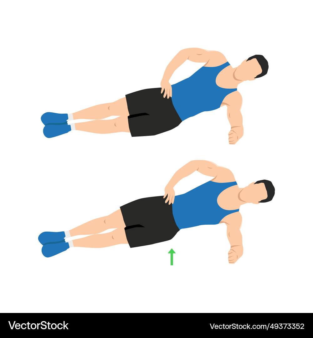 Man doing side plank hip raises exercise Vector Image