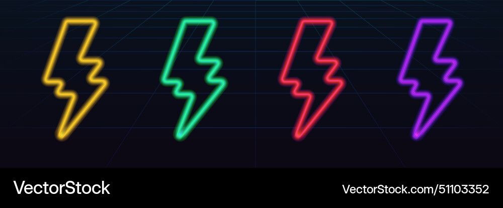 Neon energy flash and dynamic icon Royalty Free Vector Image
