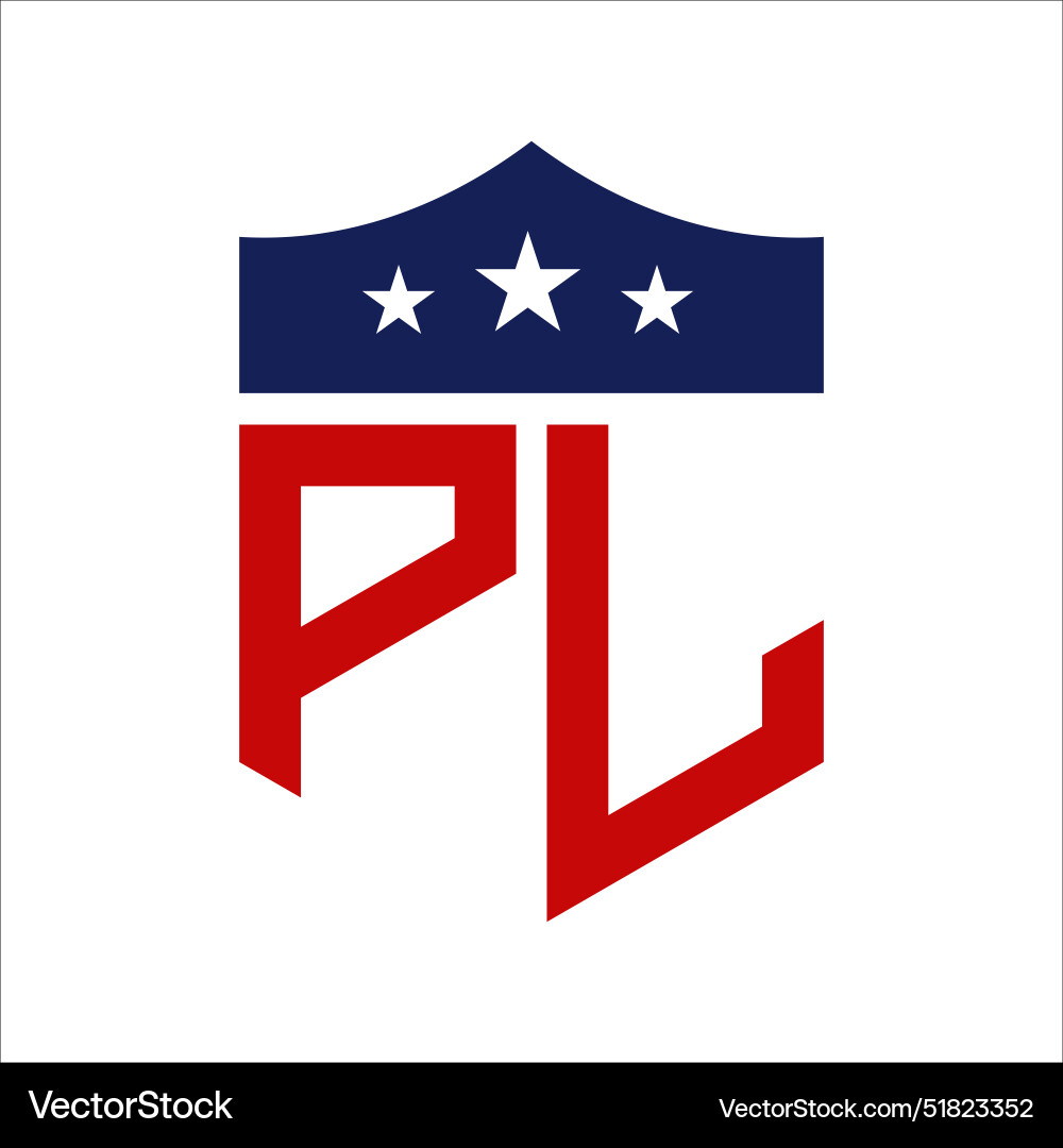 Patriotic pl logo design letter Royalty Free Vector Image