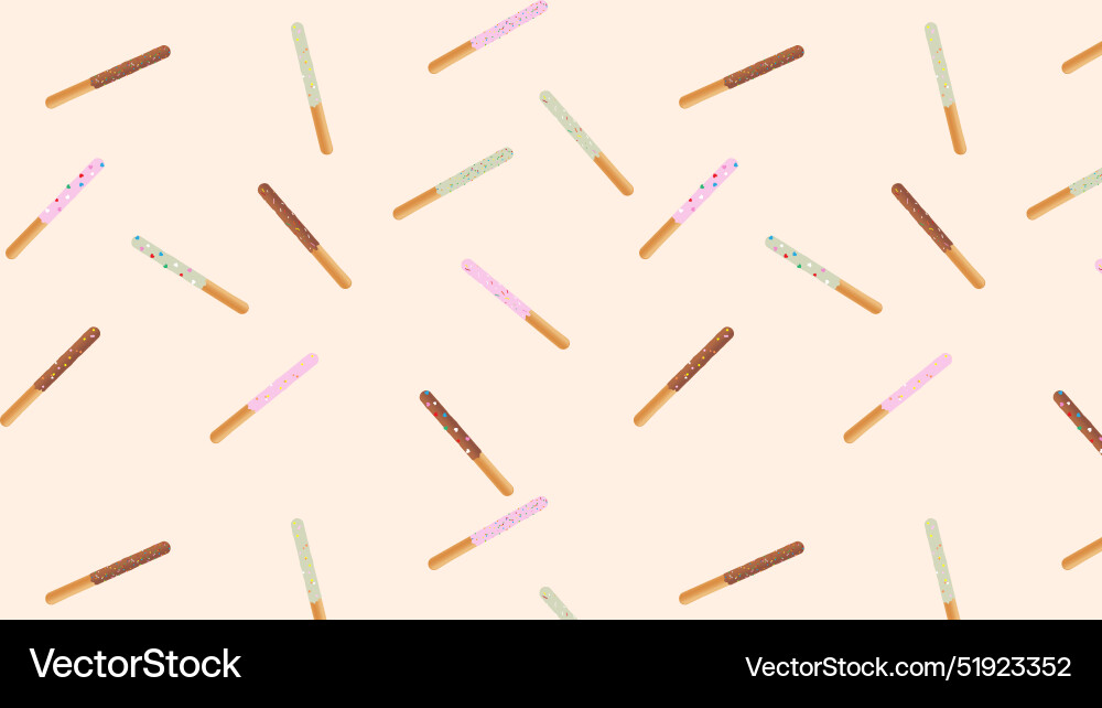 Pocky candy pattern seamless background chocolate Vector Image