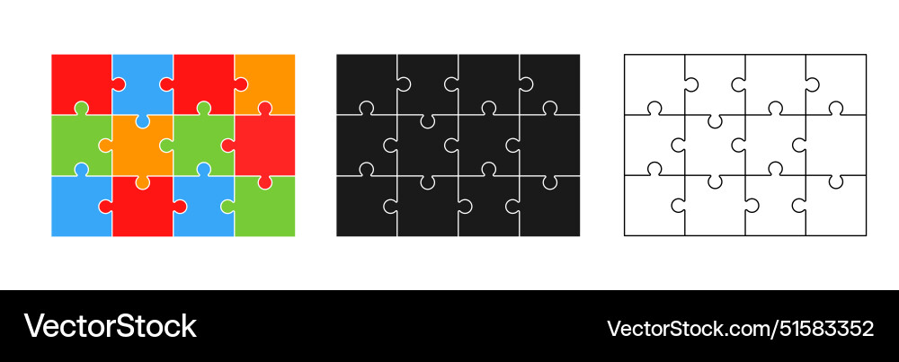 Puzzle piece jigsaw in different designs Vector Image