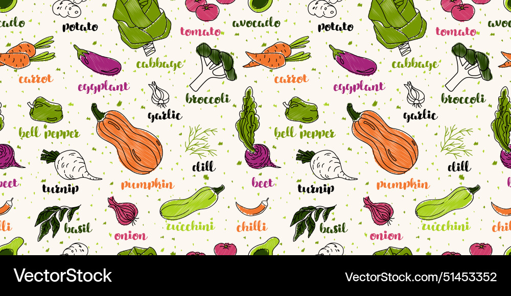 Seamless pattern of vegetables and herbs Vector Image