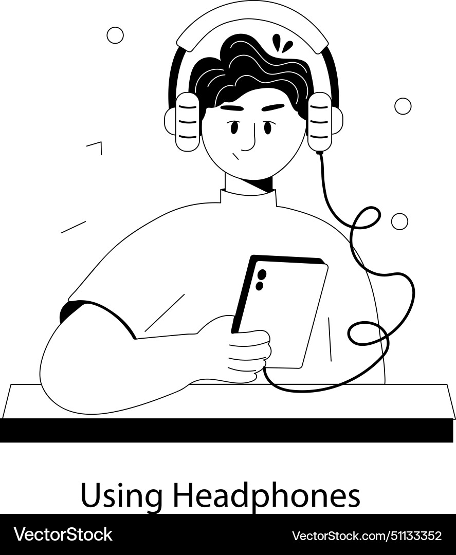 Using headphones Royalty Free Vector Image - VectorStock