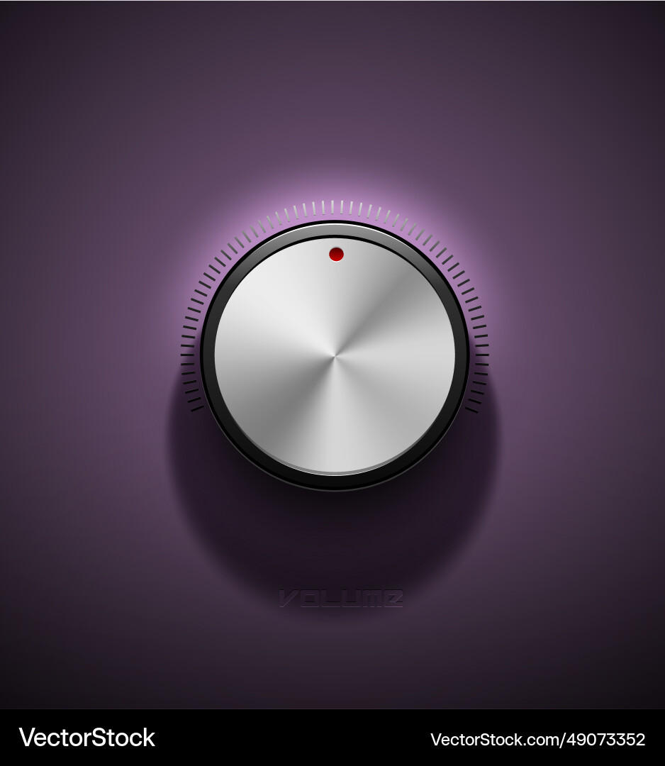 Volume button sound control icon music knob metal Vector Image