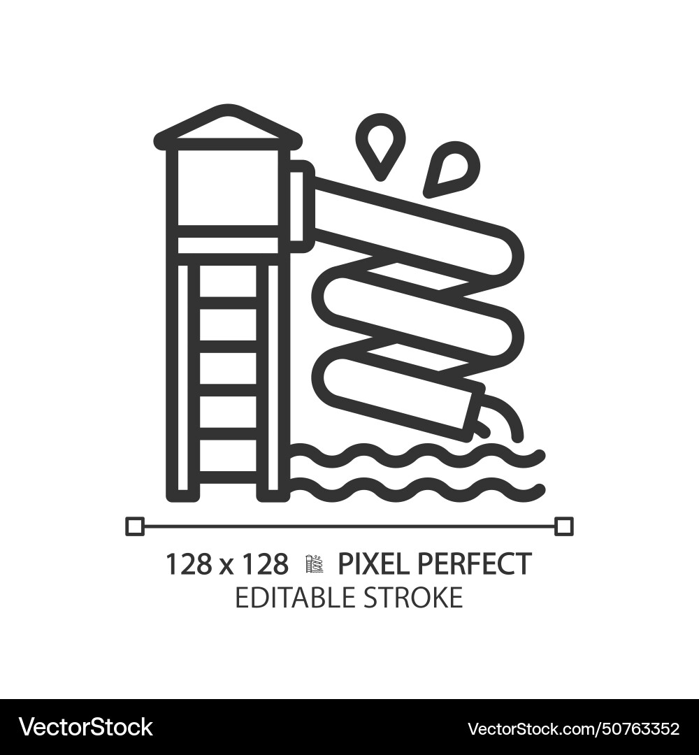 Waterslide pixel perfect linear icon Royalty Free Vector