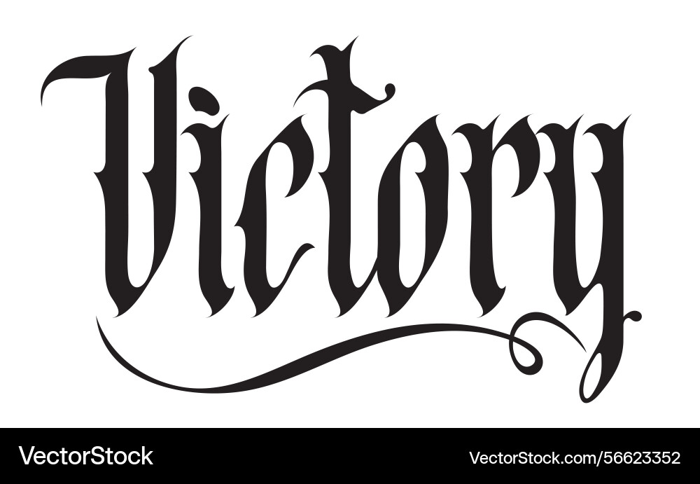 Word victory written in gothic font Royalty Free Vector