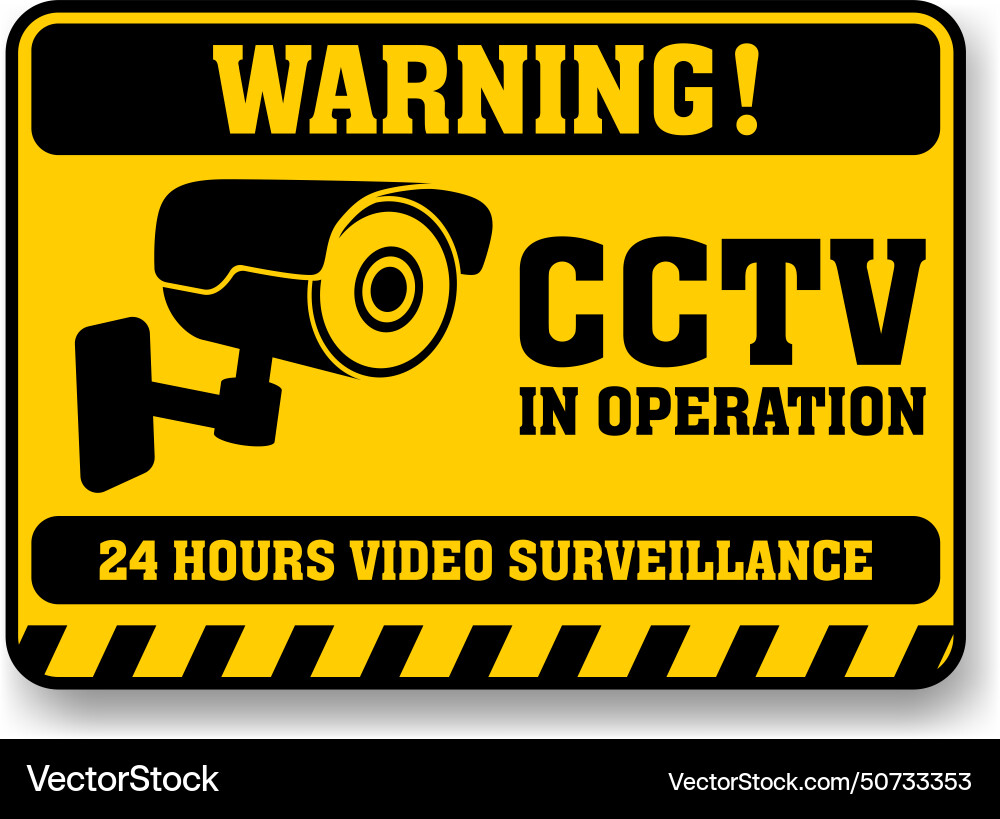 Cctv camera surveillance warning with flat design Vector Image