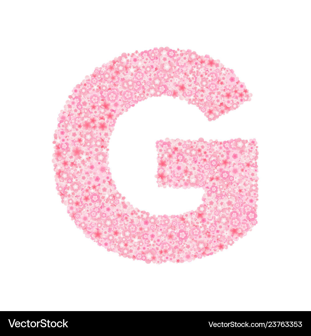 Cherry or sakura blossoms font letter g Royalty Free Vector