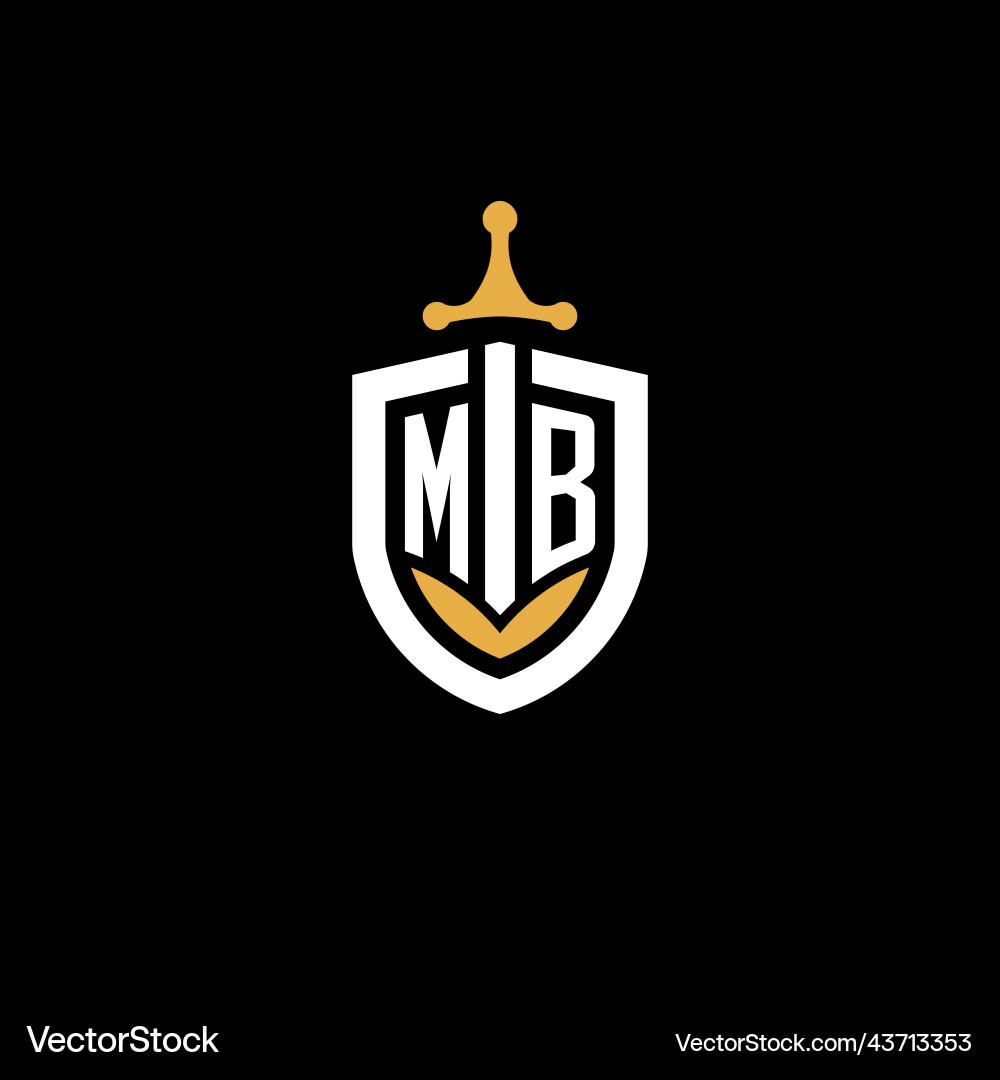 Creative letter mb logo gaming esport with shield Vector Image