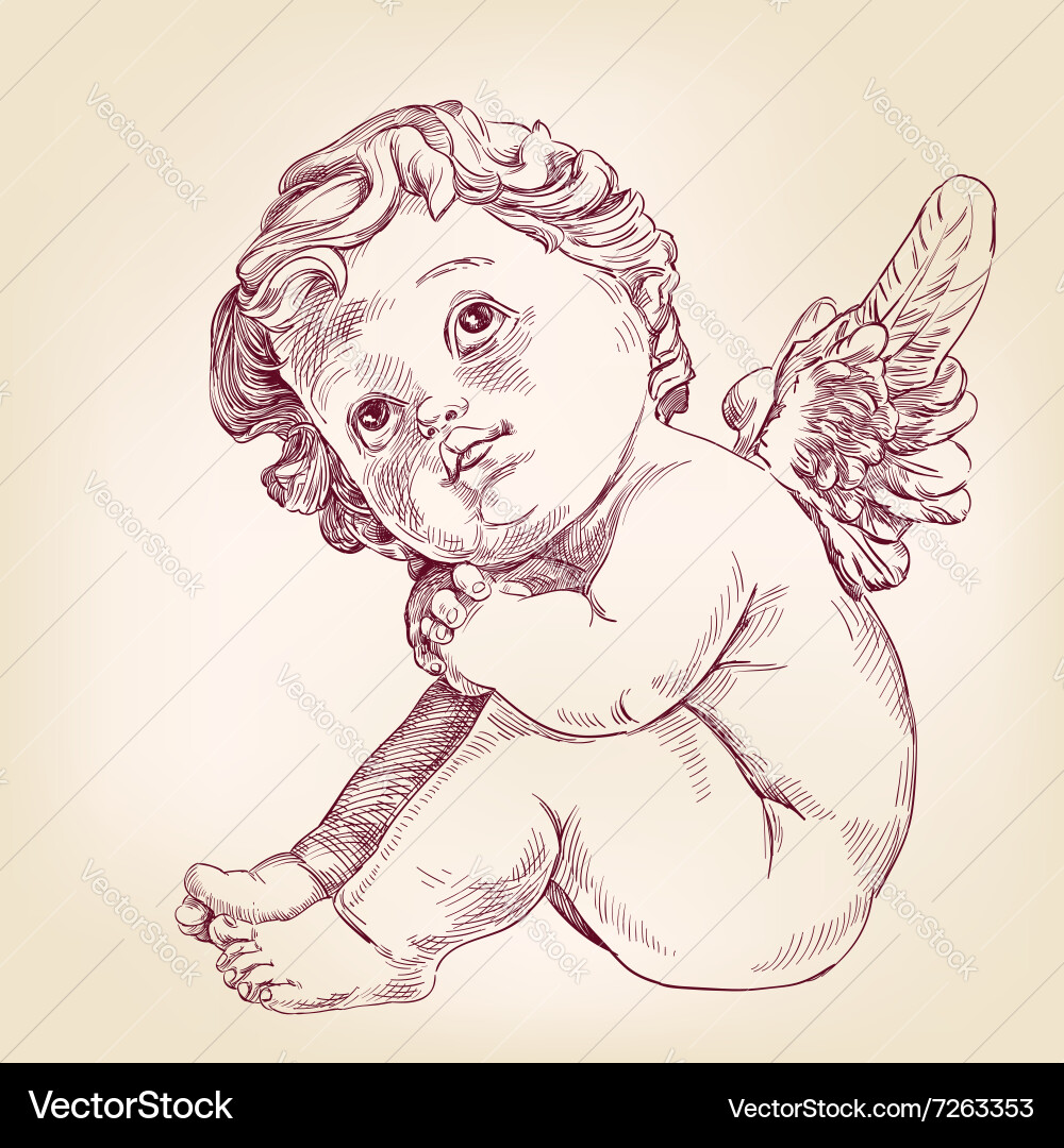 Baby Angel Drawing Vector Images (over 3,200)