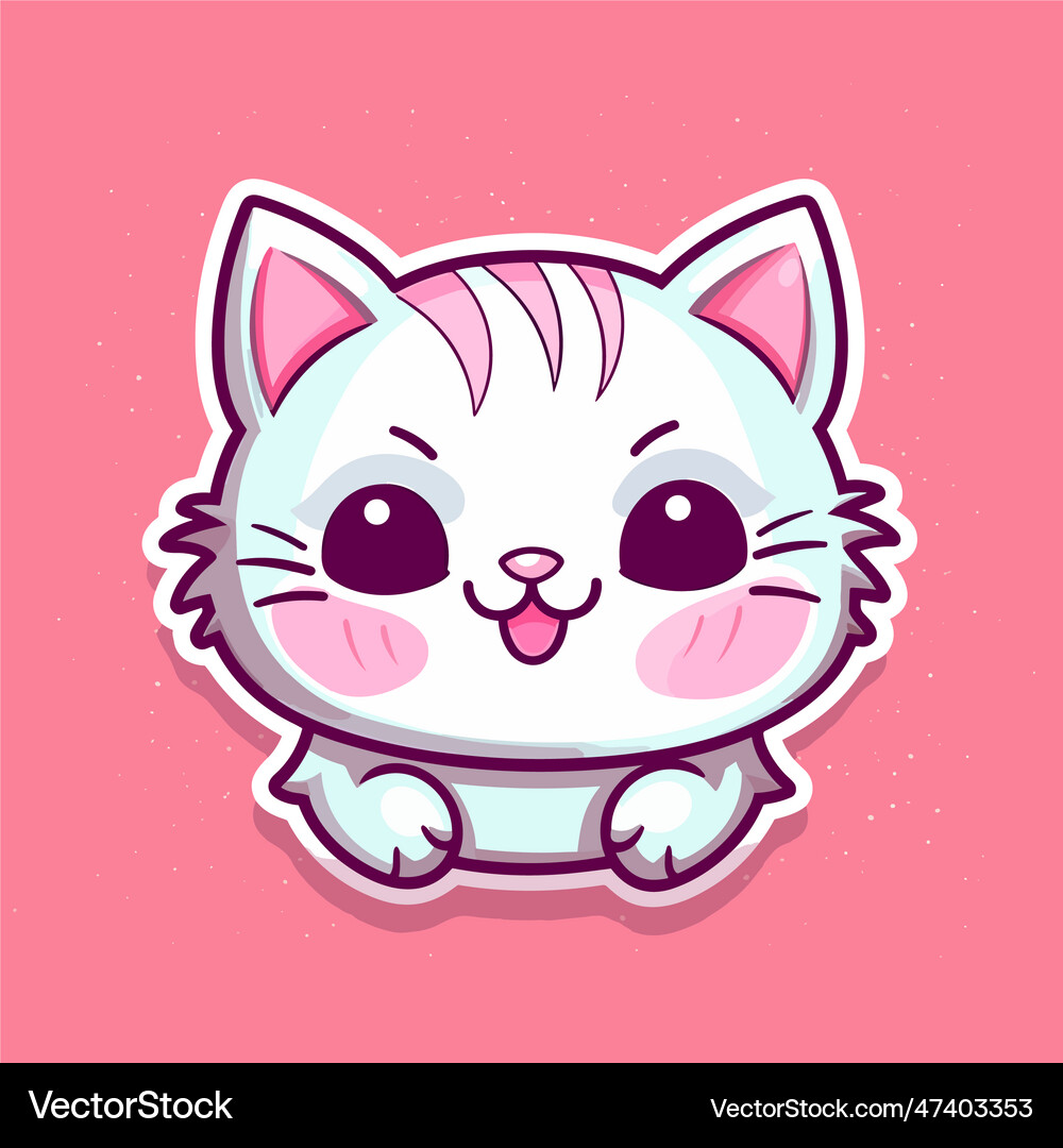 Cute cat kawaii style sticker design – Free Vector | VectorStock