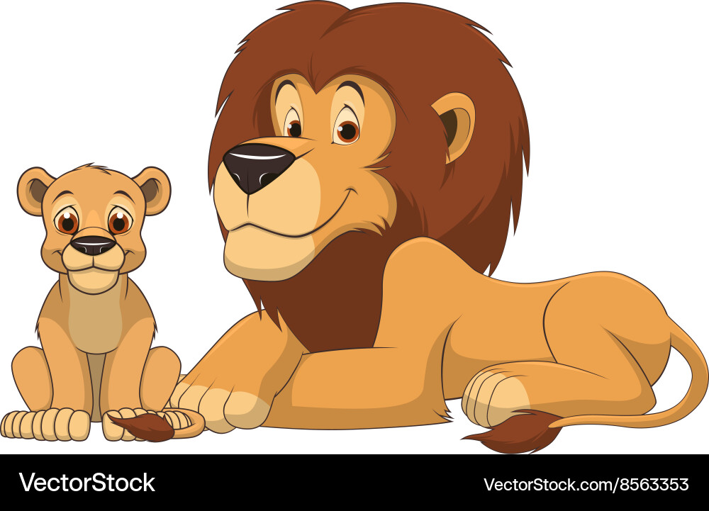 Lion with cub Royalty Free Vector Image - VectorStock