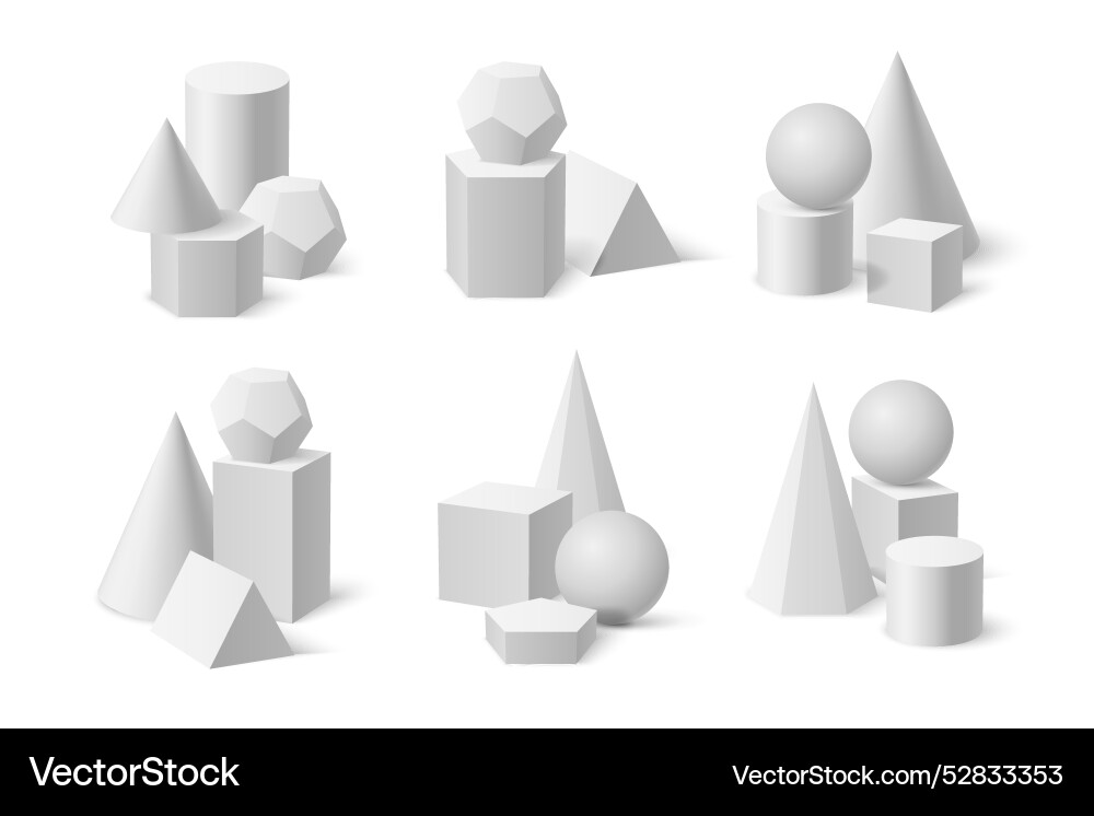 Plaster figures compositions white pyramid Vector Image