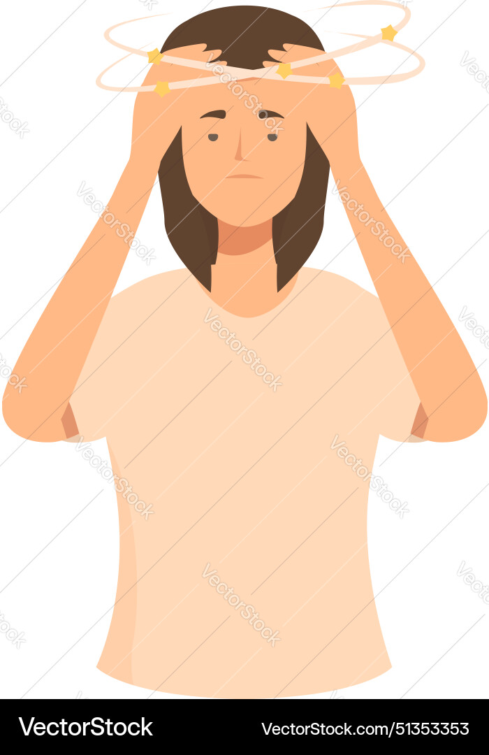 Woman experiencing dizziness and confusion Vector Image