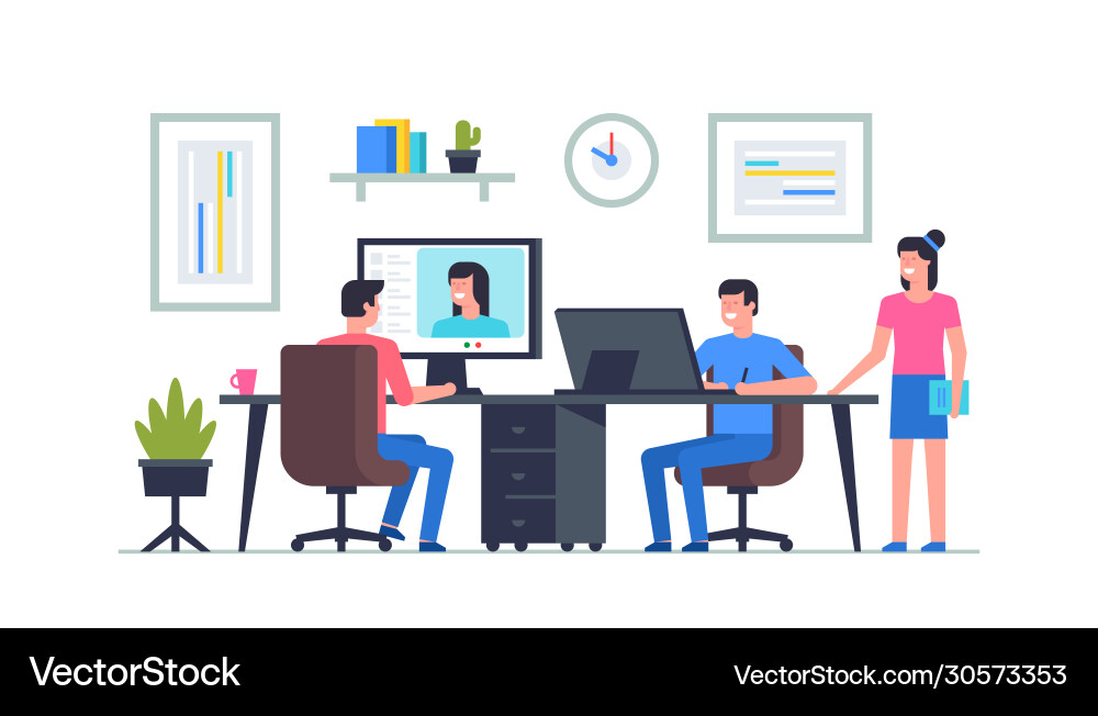 Work in office Royalty Free Vector Image - VectorStock
