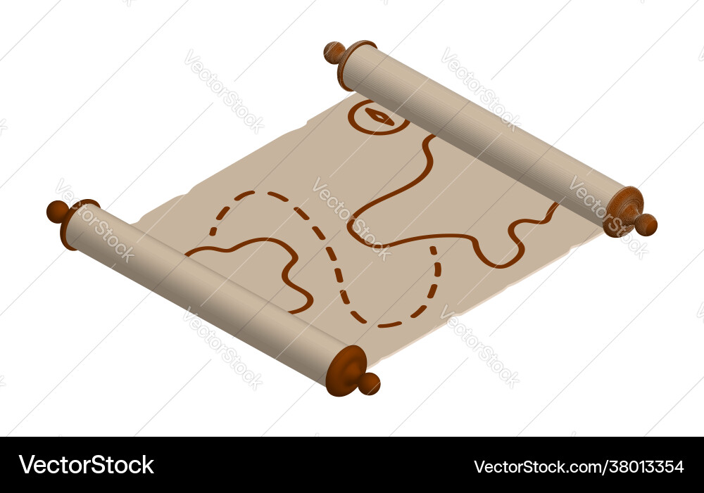 3d old map papyrus paper rolled up medieval Vector Image