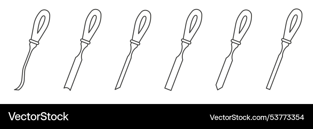 A set of chisel carpentry tool icon collection Vector Image