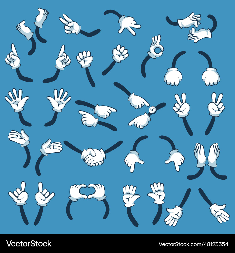 Cartoon Hand Gestures & Emotions Royalty Free Vector