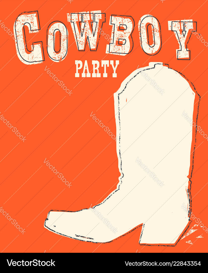 Cowboy boot hand drawn graphic Royalty Free Vector Image