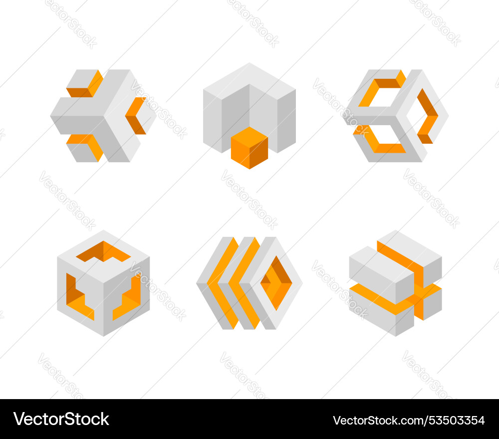 Cube logo geometric design box logotype company Vector Image