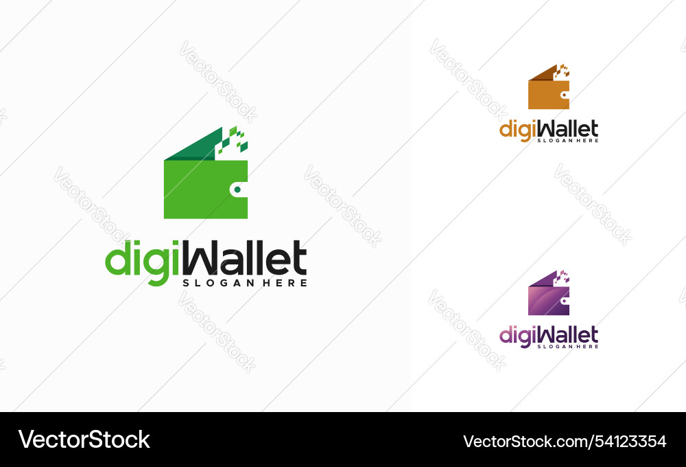 Digital wallet logo designs concept pixel money Vector Image