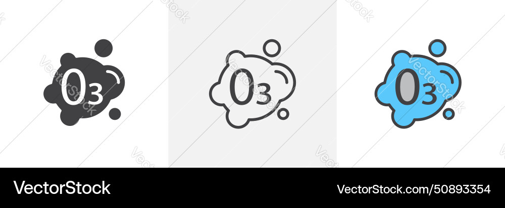 Ozonation icon set o3 molecule cleaning symbol Vector Image