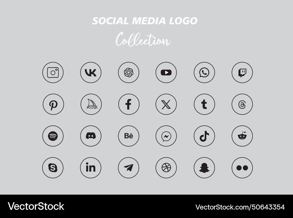 Popular social media icon collection Royalty Free Vector