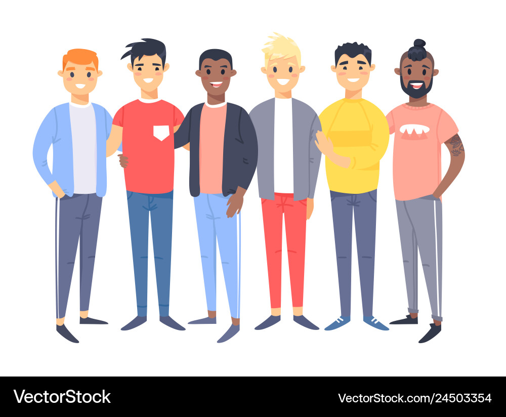 Set of a group different men cartoon style Vector Image