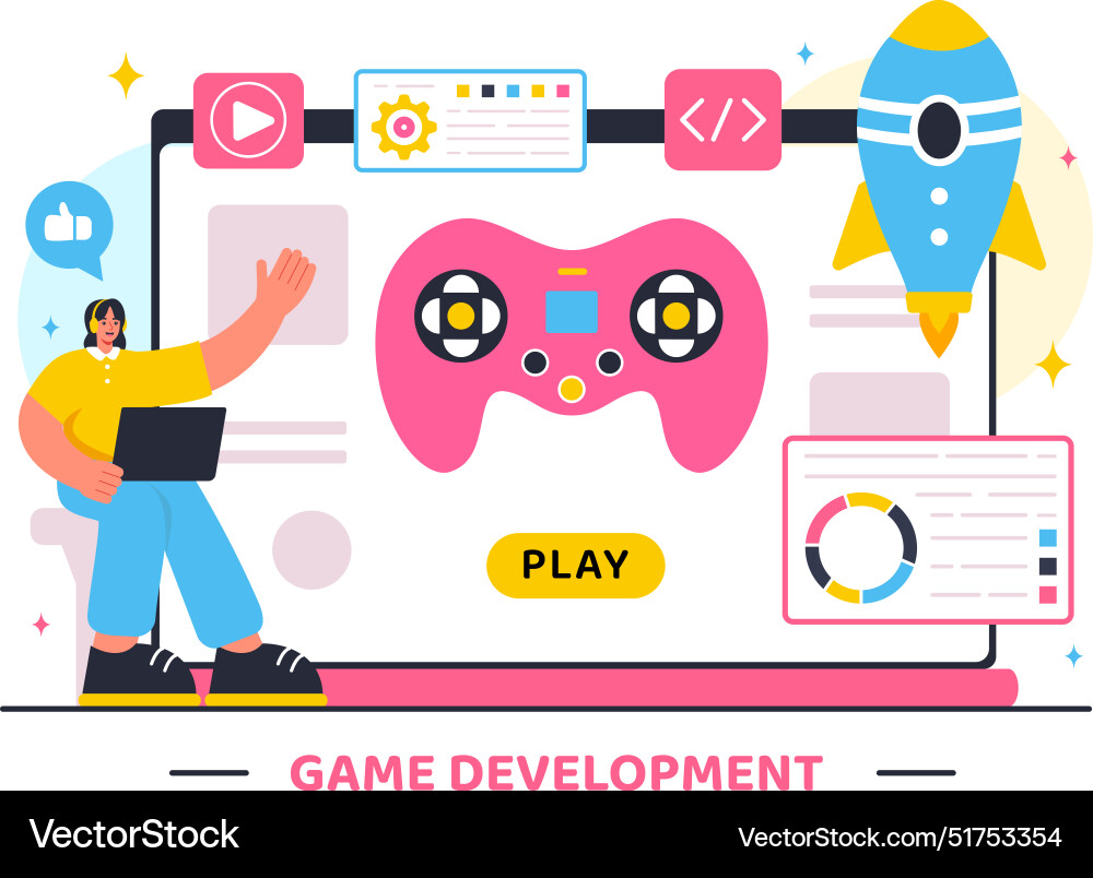 Video game development with games digital Vector Image