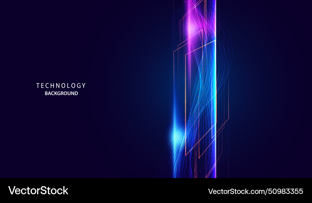 Blue and purple wave abstract design with glowing Vector Image