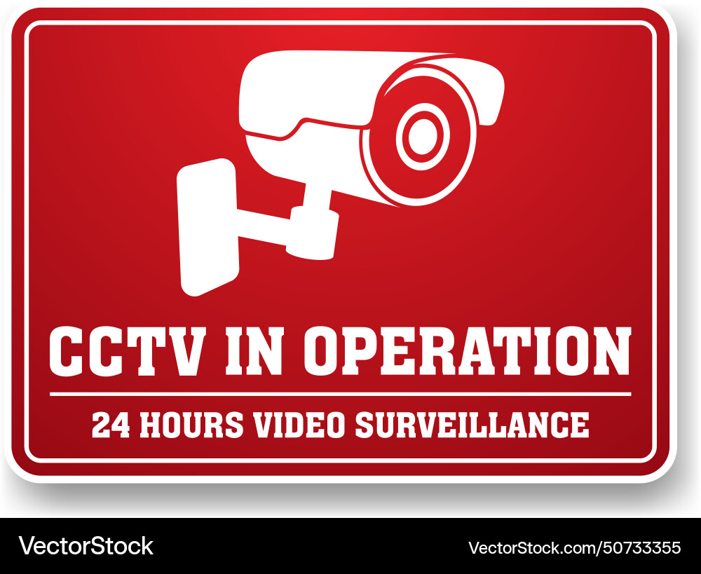 Cctv camera surveillance warning with flat design Vector Image