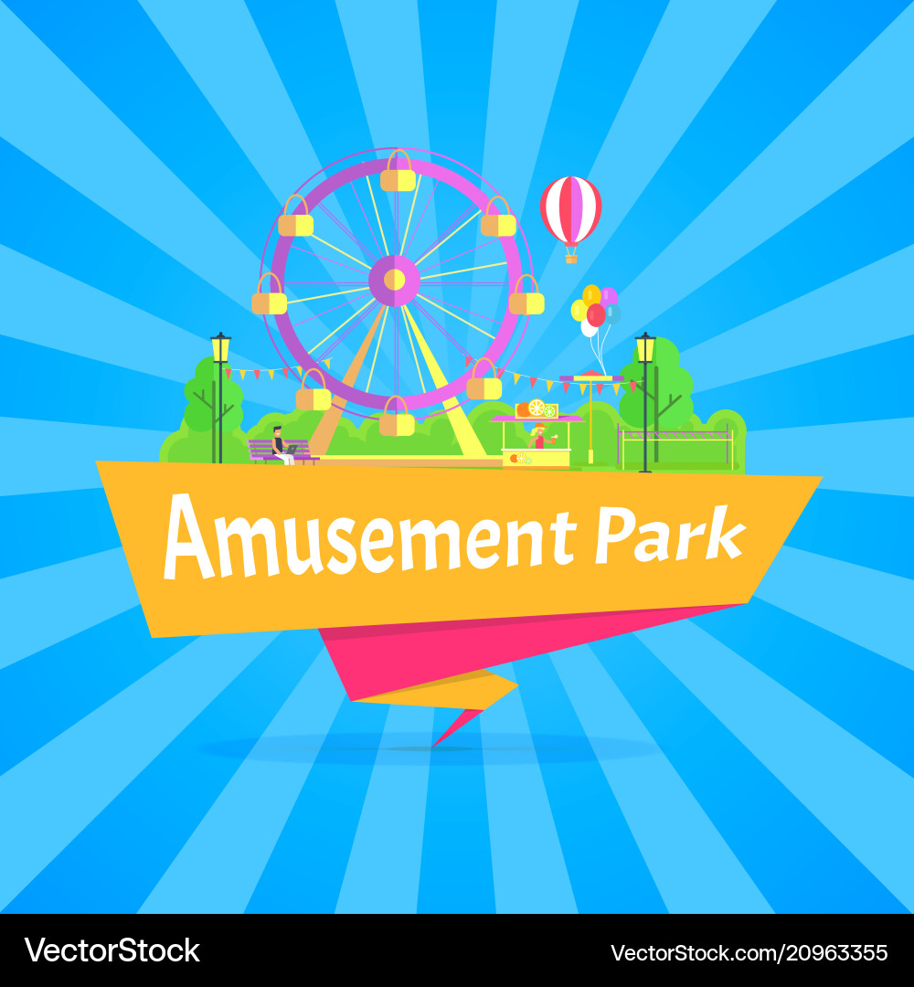 Colorful Amusement Park Poster Royalty Free Vector Image
