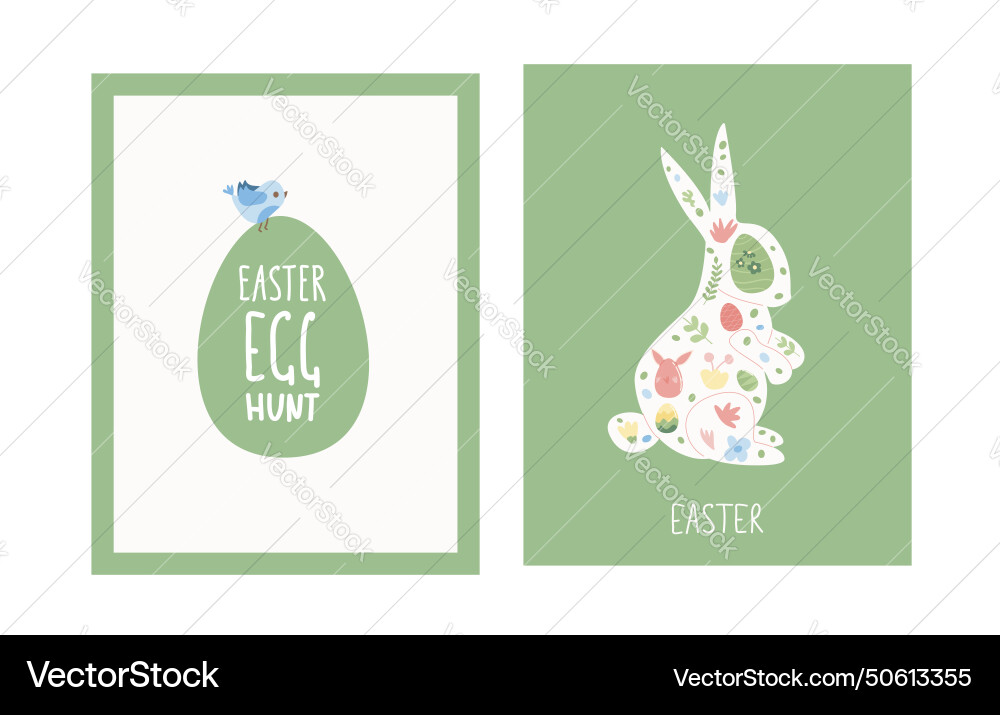 Easter egg hunt posters set templates rabbit Vector Image