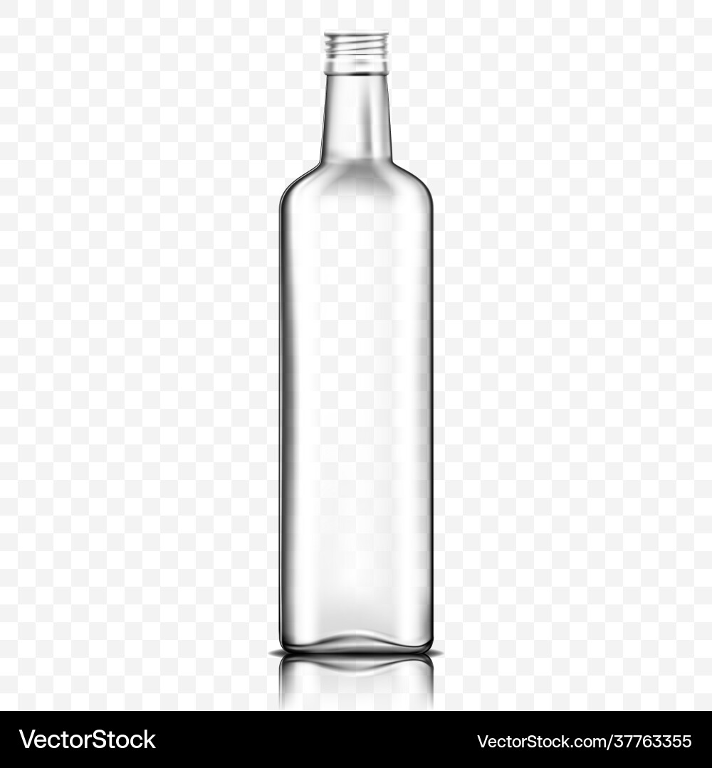 Front view empty transparent glass bottle Vector Image