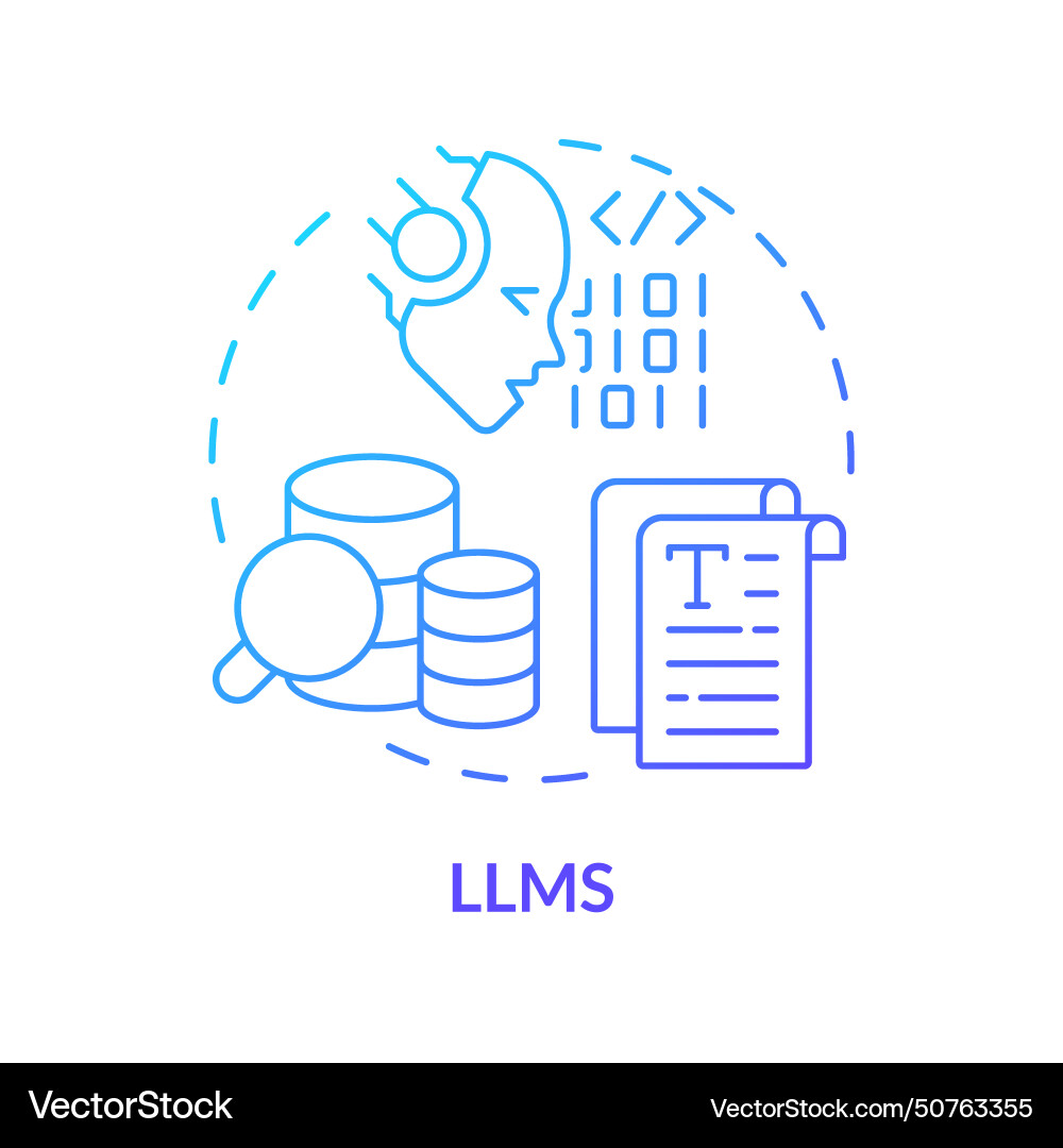 Llm artificial intelligence blue gradient concept Vector Image